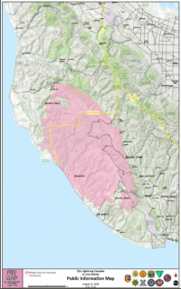 CZU Lightning Complex Fires perimeter map - August 24 - Fire Safe San Mateo